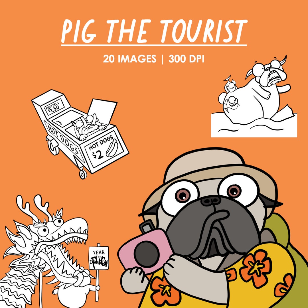 Pig the Tourist Clipart - Etsy