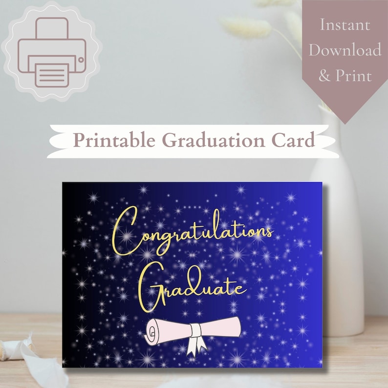 Graduation Printable Card, Graduation Digital Card, Congratulations ...