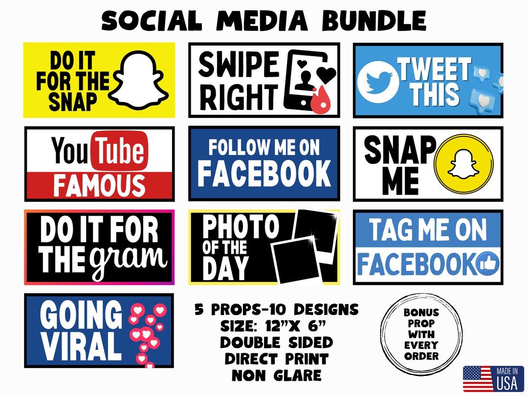 Social Media Bundle, Photo Booth Props, 360 Photo Booth Props, Custom ...