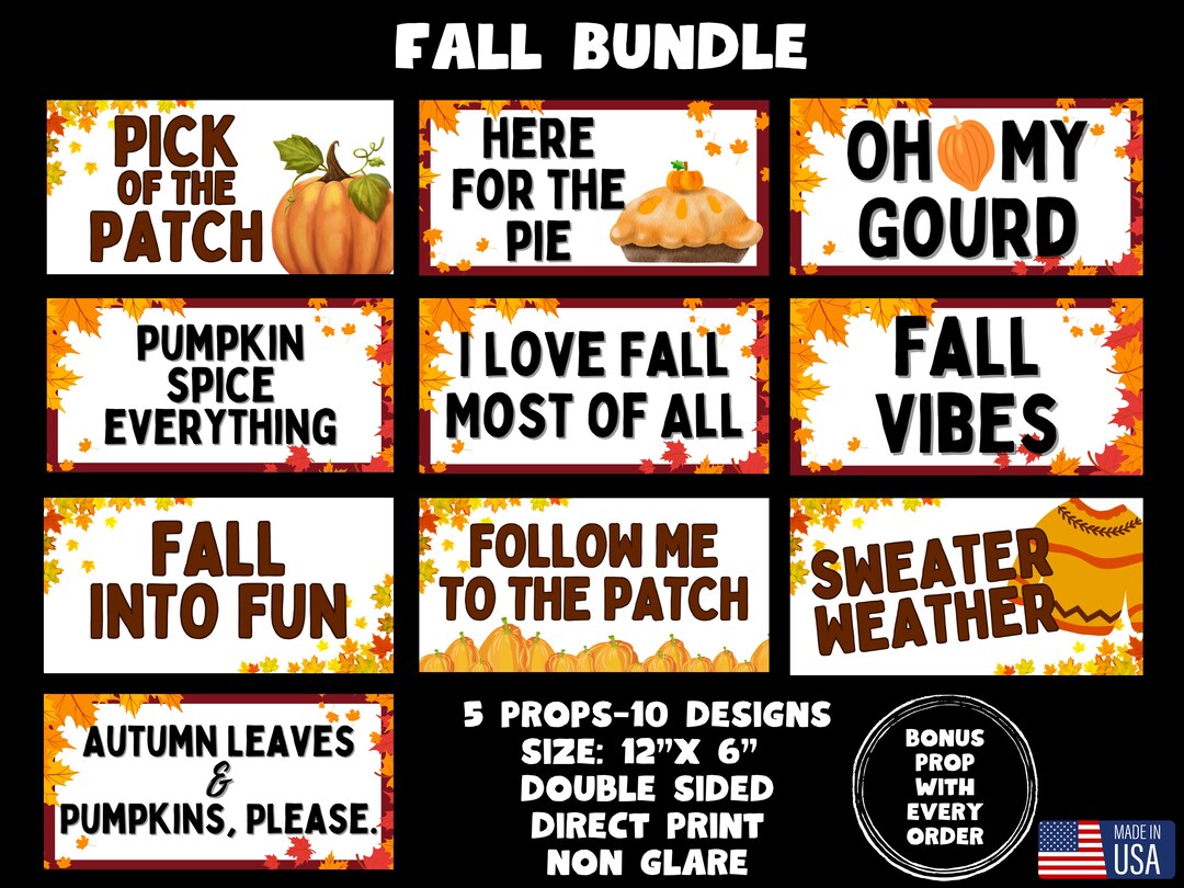 Fall Bundle, Photo Booth Props, 360 Photo Booth Props, Custom ...