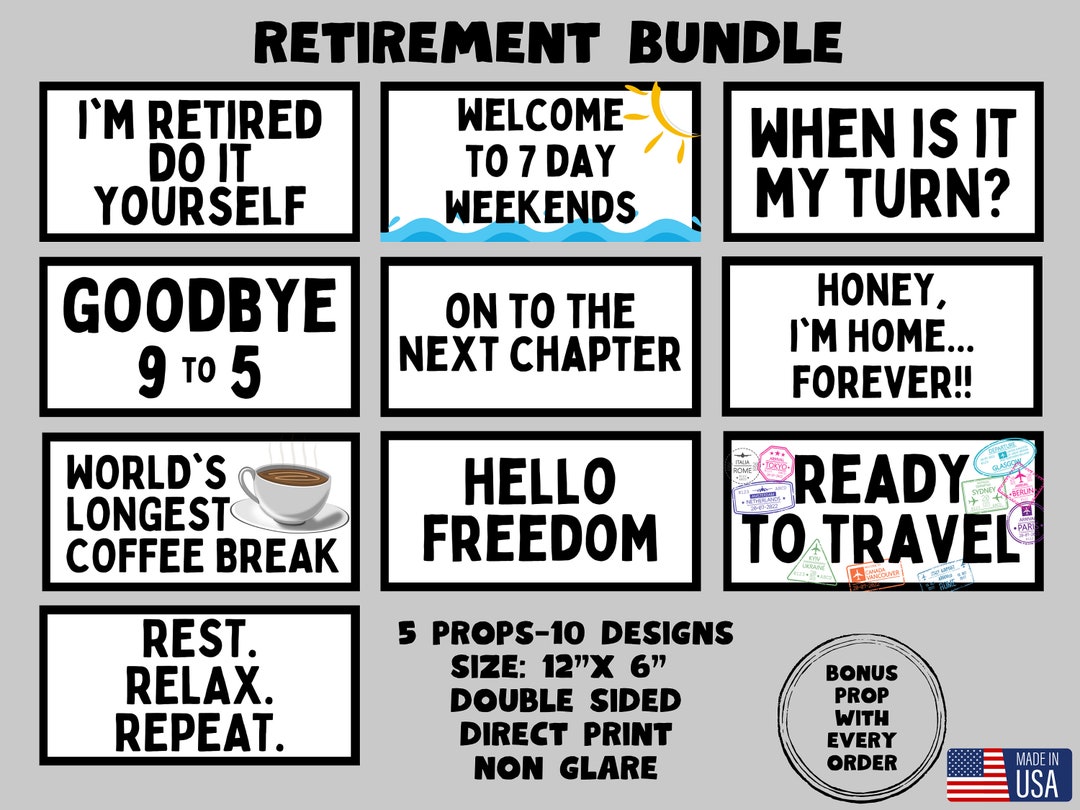 Retirement Bundle, Photo Booth Props, 360 Photo Booth Props, Custom ...