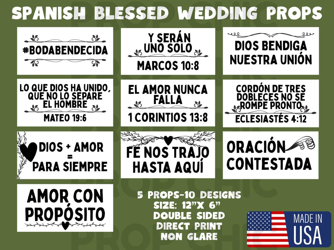 Spanish Wedding Photo Booth Props, Blessed Quotes, 360 Props - Etsy