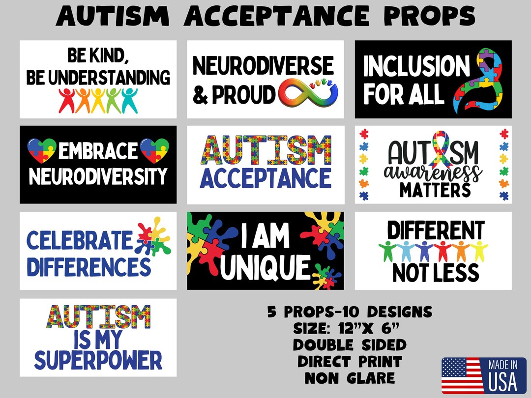 Autism Acceptance Photo Booth Props, Party Events, 10 Designs - Etsy