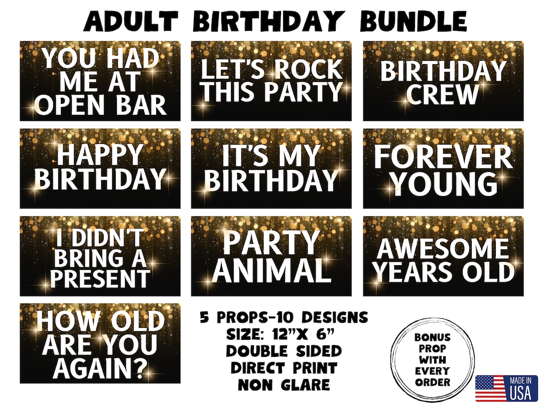 Adult Birthday Bundle, Photo Booth Props, 360 Photo Booth Props, Custom ...