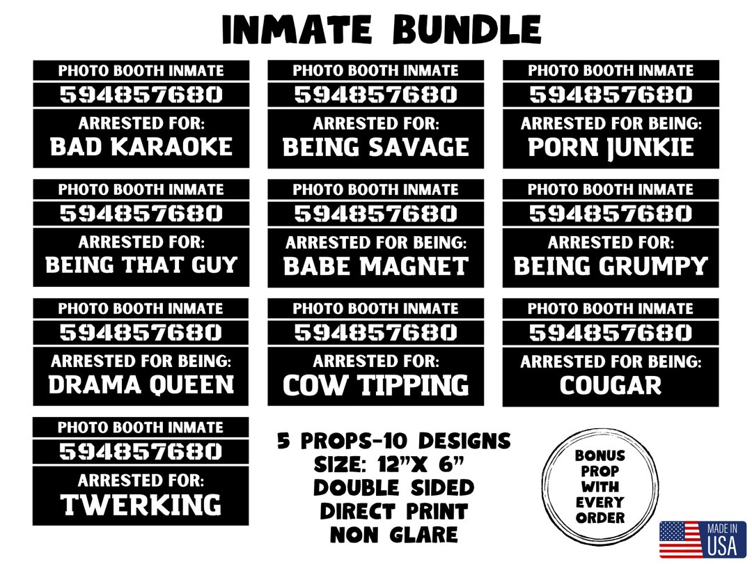 Inmate Props, Photo Booth Props, 360 Photo Booth Props, Custom ...