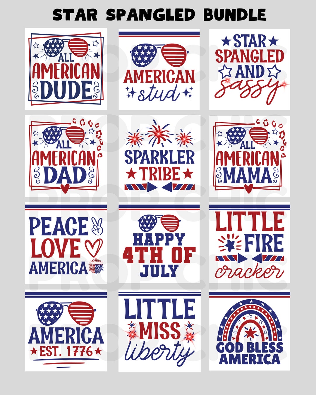 Star Spangled Bundle, Photo Booth Props, 360 Photo Booth Props, Custom ...