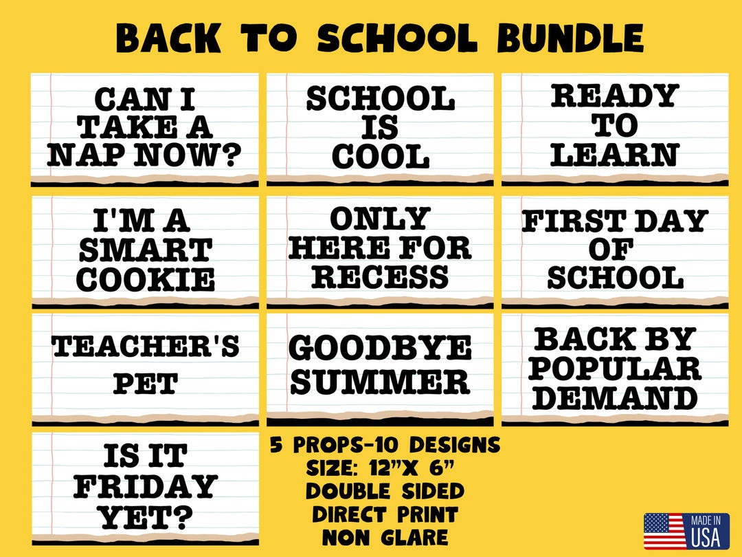 Back to School Photo Booth Props, Double Sided, 10 Designs - Etsy
