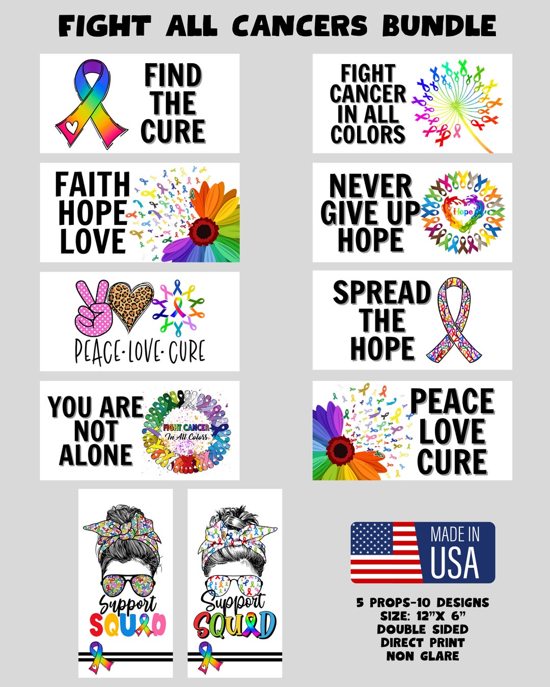 Fight All Cancers Bundle, Photo Booth Props, 360 Photo Booth Props ...