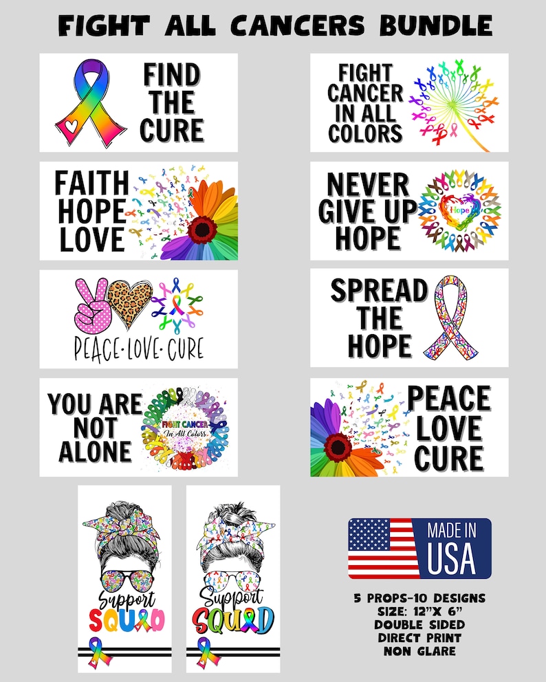 Fight All Cancers Photo Booth Props, Double Sided, 10 Designs - Etsy