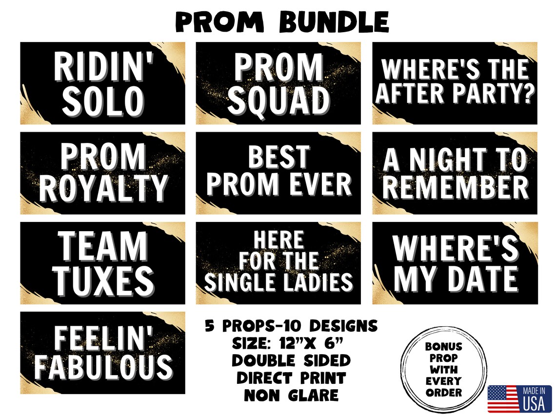 Prom Photo Booth Props, Double Sided, Party Event Signs - Etsy