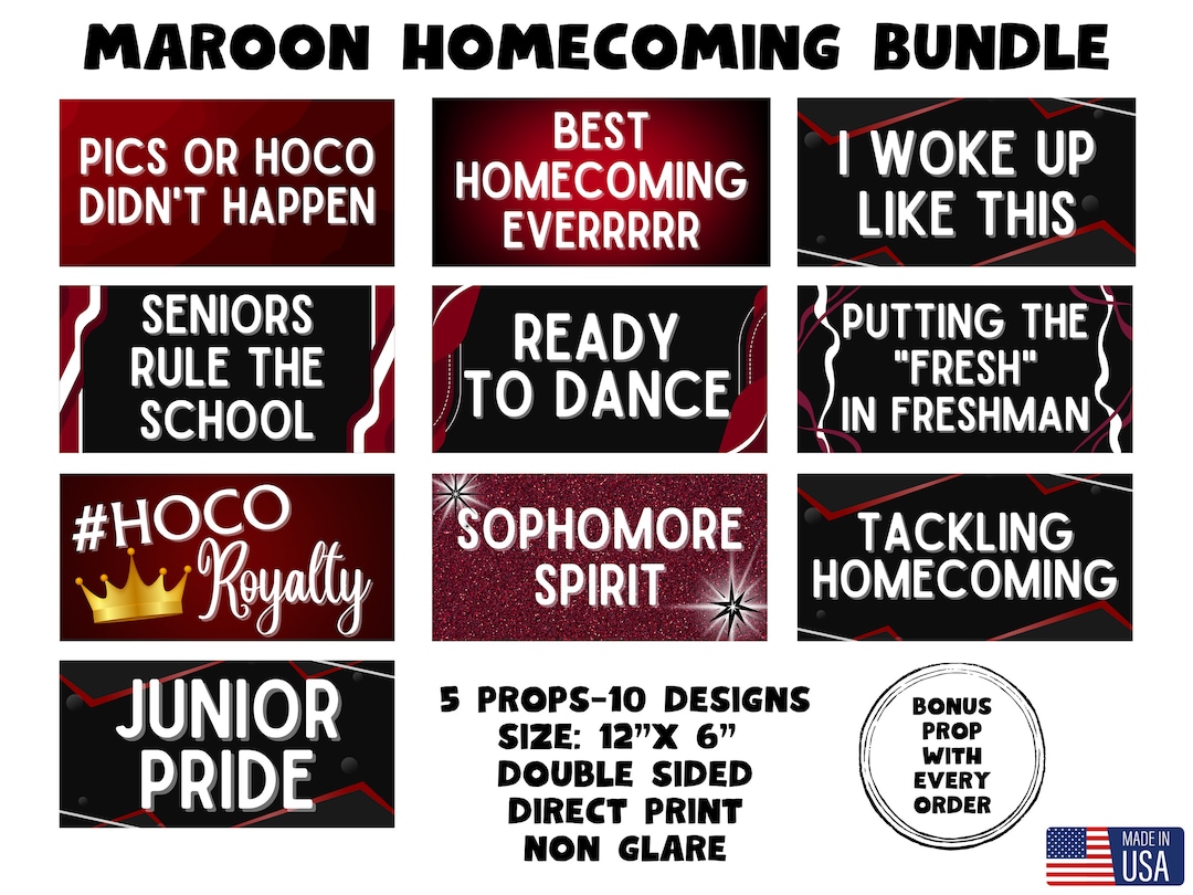 Maroon Homecoming Photo Booth Props, Double Sided, 5 Pack - Etsy