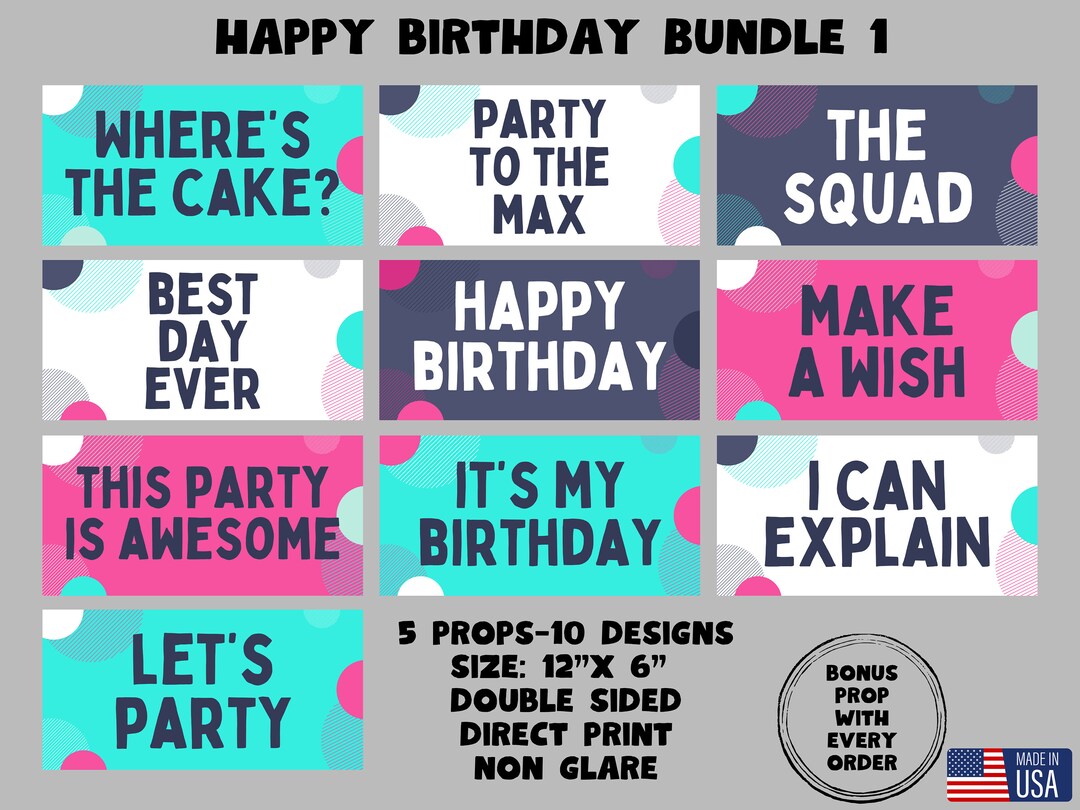 Happy Birthday Photo Booth Props, Double Sided, Party Events - Etsy