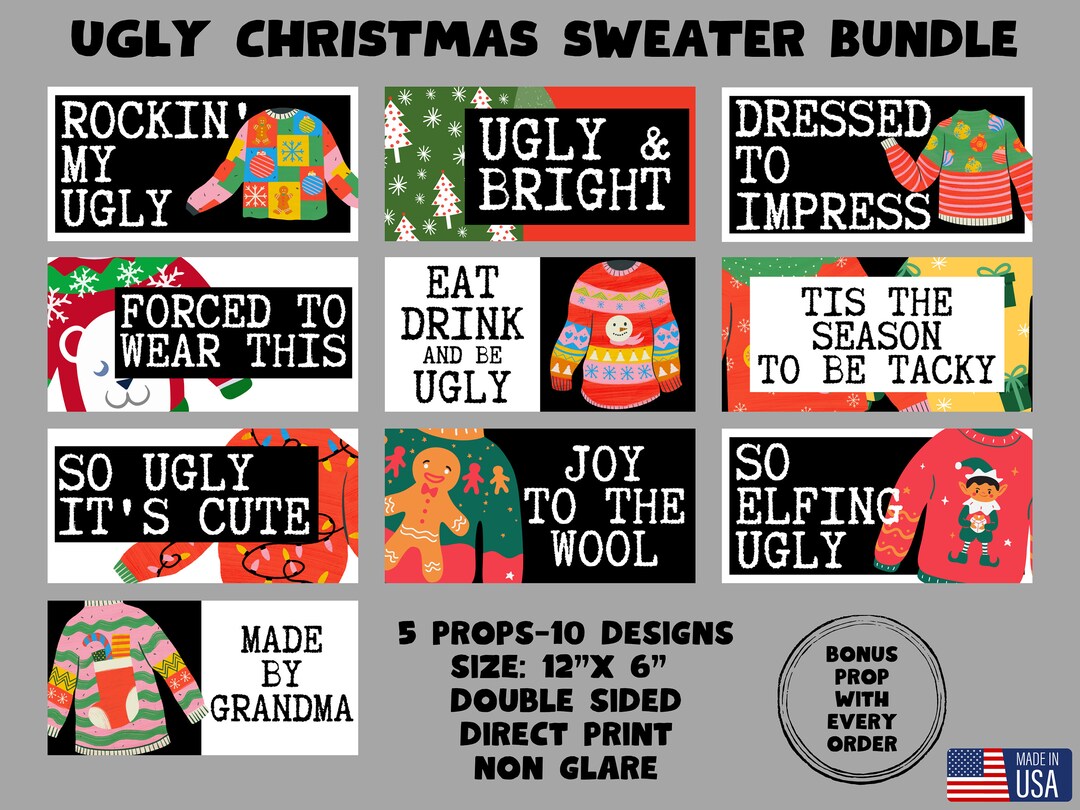 Ugly Christmas Sweater Bundle, Photo Booth Props, 360 Photo Booth Props ...