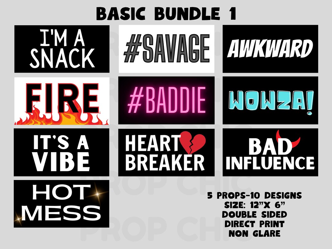 Basic Bundle 1, Photo Booth Props, 360 Photo Booth Props, Custom ...