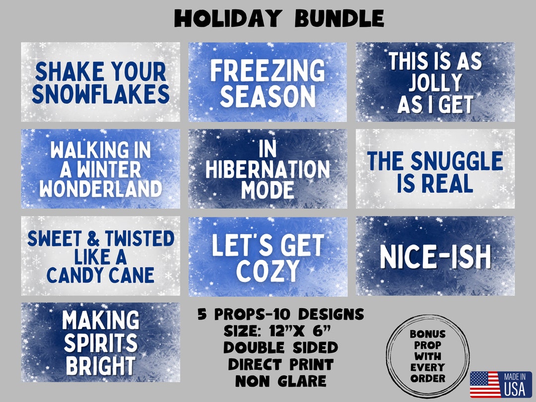 Holiday Photo Booth Props, Winter Party PVC Signs - Etsy