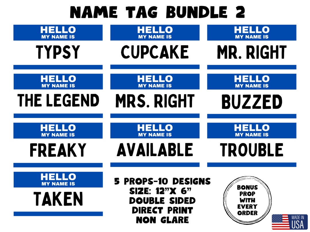 Name Tag Bundle 2, Photo Booth Props, 360 Photo Booth Props, Custom ...