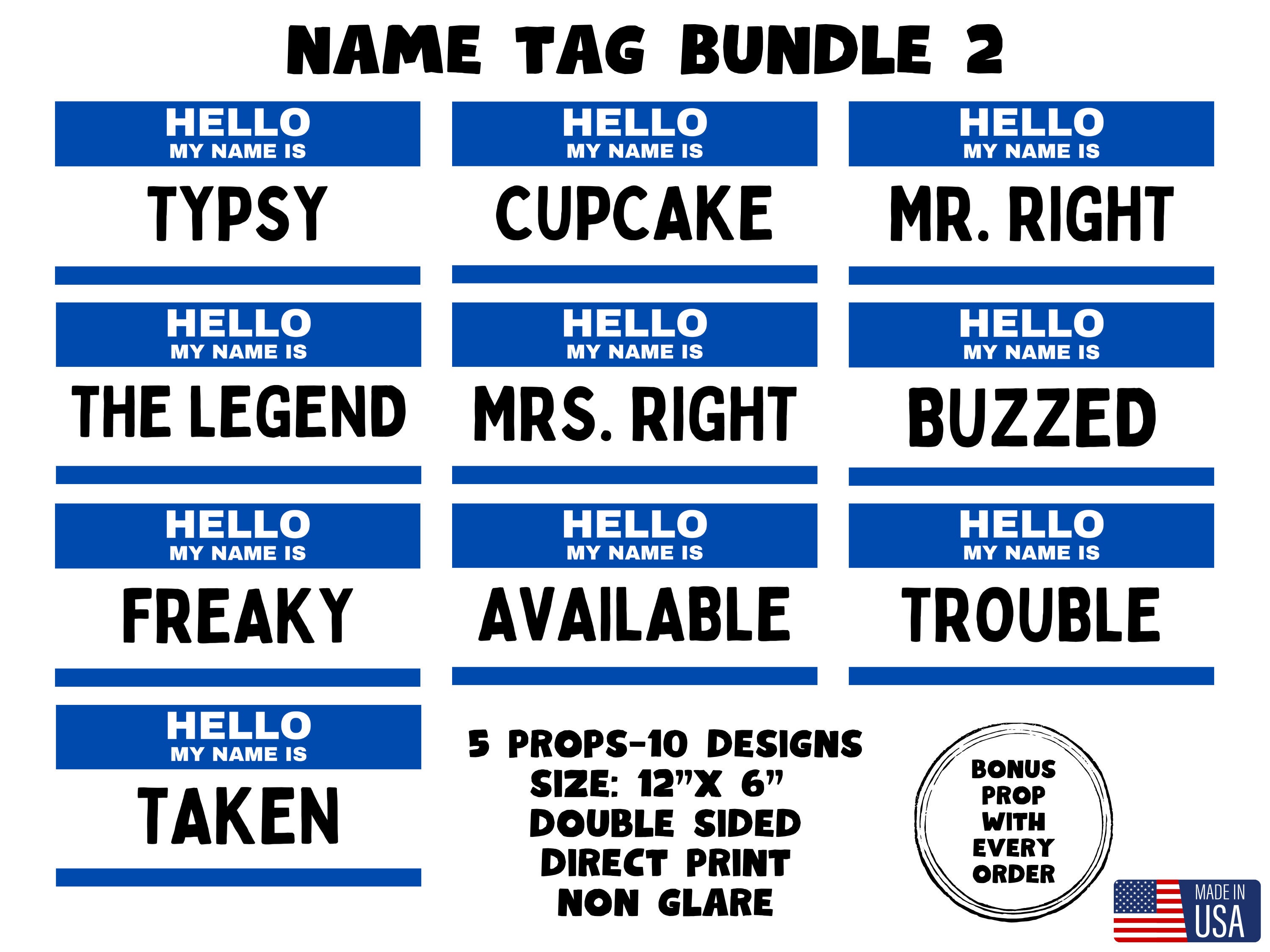 Name Tag Photo Booth Props, Party Events, 10 Designs - Etsy