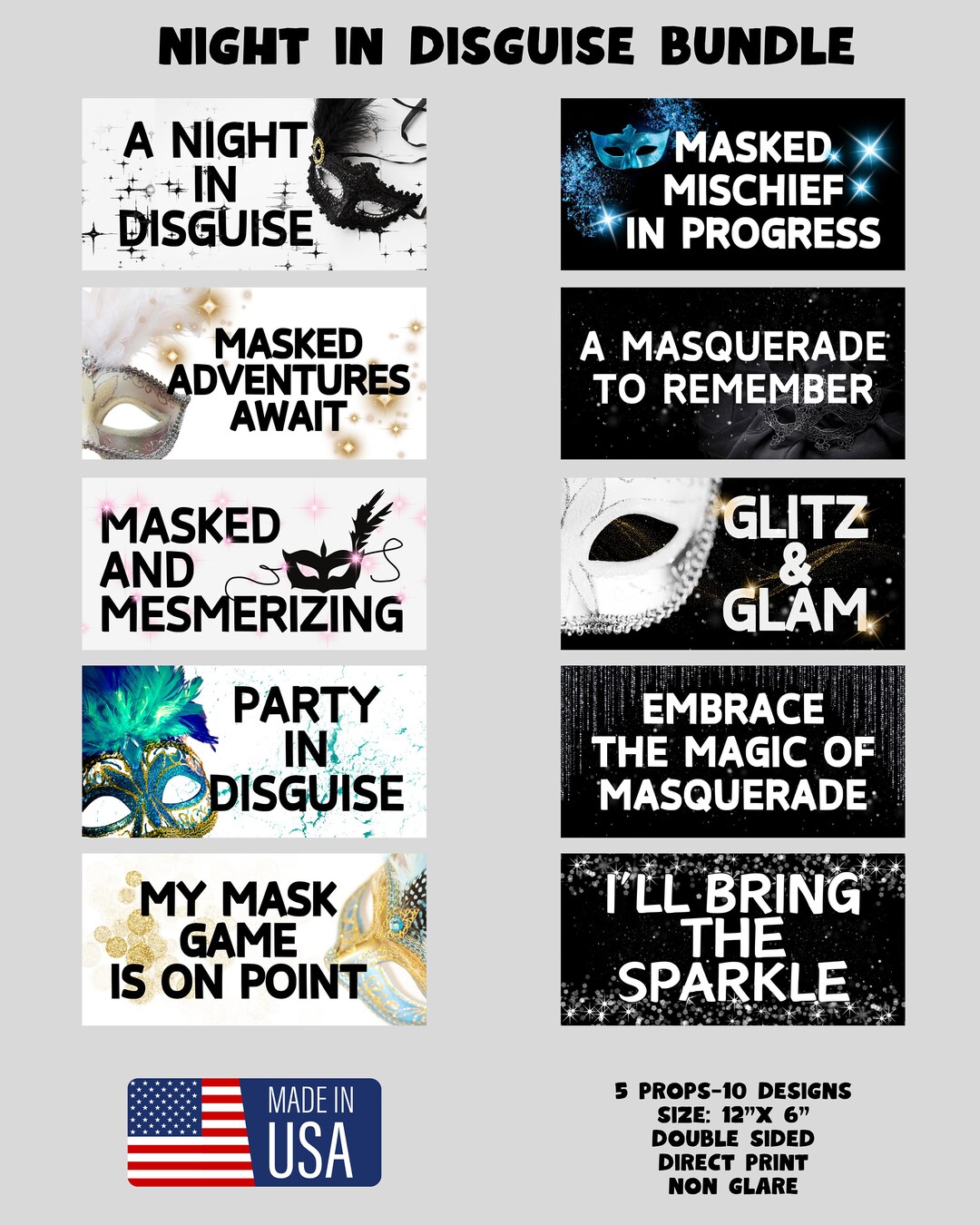 Night in Disguise Bundle, Photo Booth Props, 360 Photo Booth Props ...