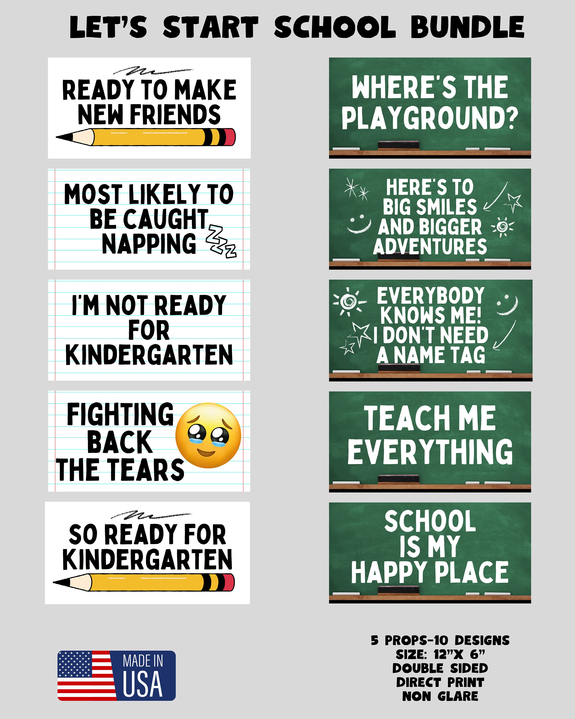 First Day of School Photo Booth Props, Double Sided, 10 Designs - Etsy