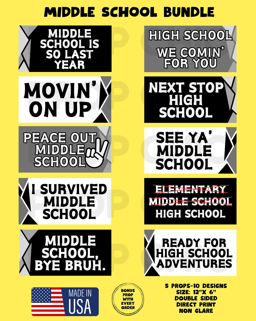 Middle School Bundle, Photo Booth Props, 360 Photo Booth Props, Custom ...