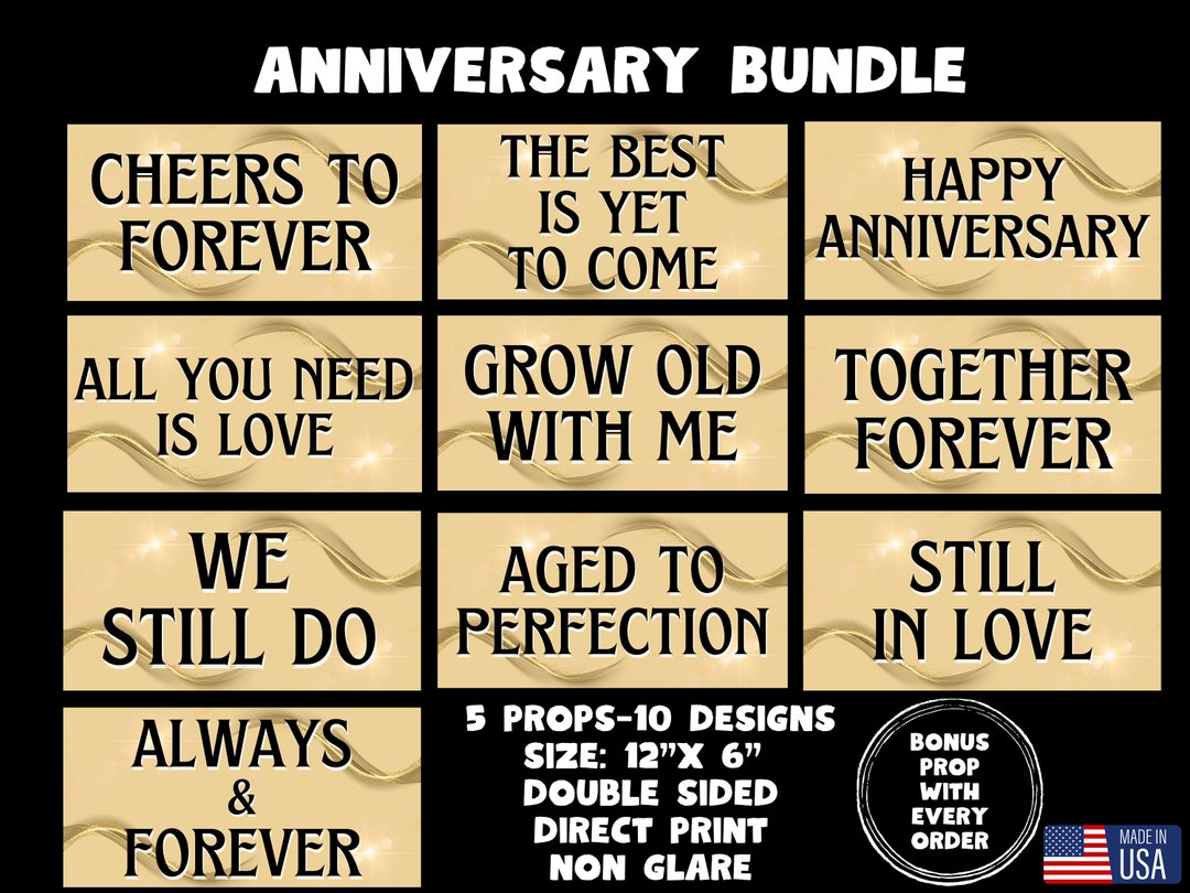 Anniversary Photo Booth Props, Double Sided, Set of 5 - Etsy
