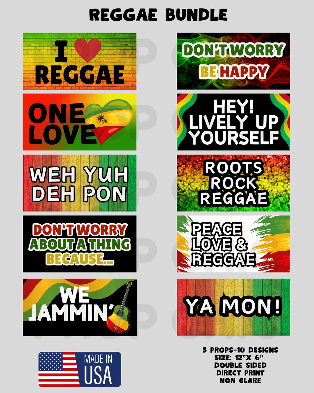 Reggae Bundle, Photo Booth Props, 360 Photo Booth Props, Custom ...