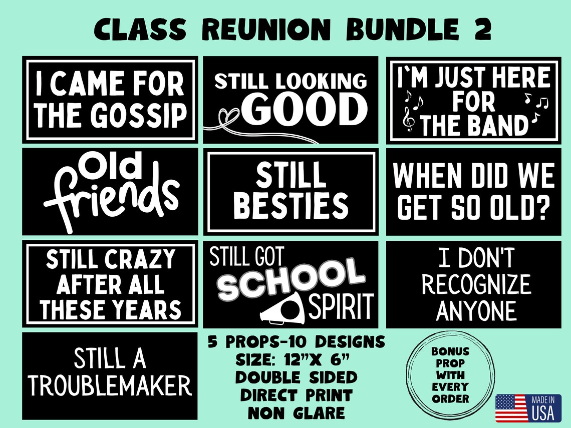 Class Reunion Bundle 2 Photo Booth Props 360 Photo Booth - Etsy