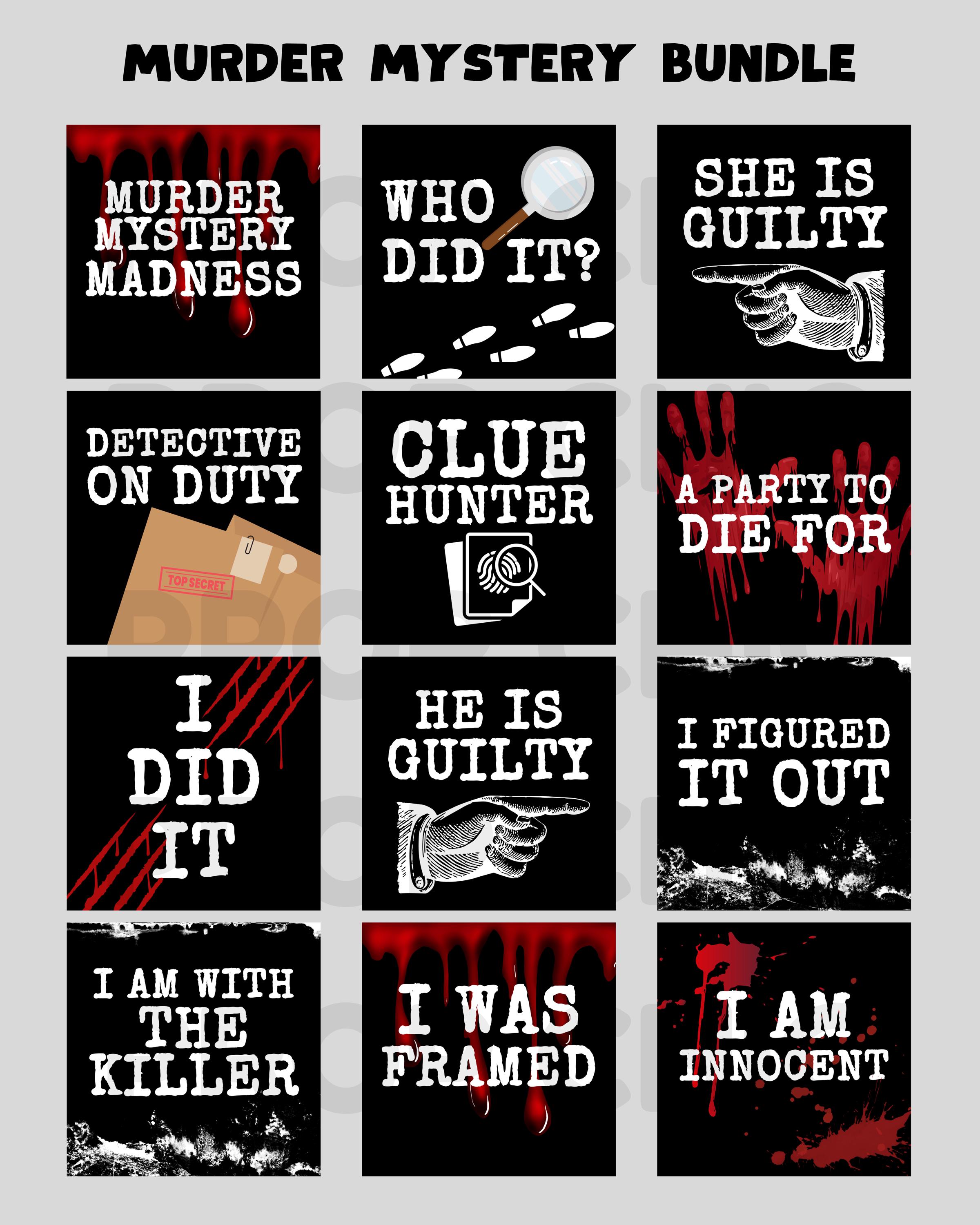 Murder Mystery Photo Booth Props, Double Sided Party Signs - Etsy