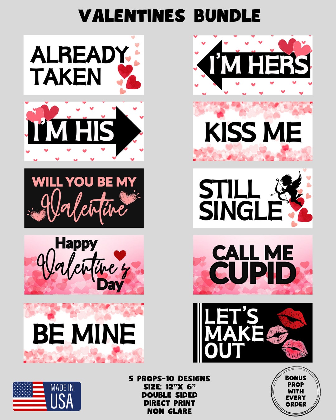 Valentines Bundle, Photo Booth Props, 360 Photo Booth Props, Custom ...