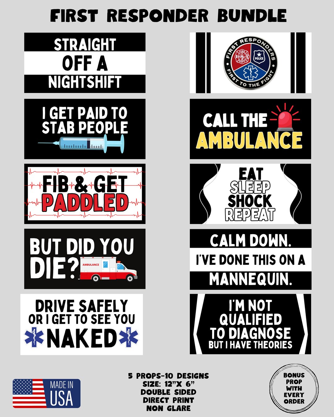 First Responder Bundle, Photo Booth Props, 360 Photo Booth Props ...