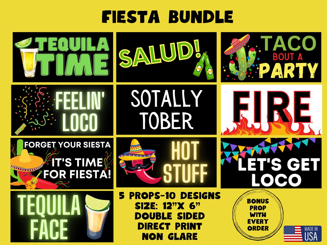 Fiesta Bundle Photo Booth Props 360 Photo Booth Props - Etsy