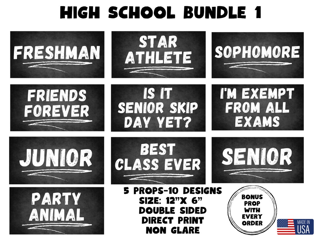 High School Bundle 1, Photo Booth Props, 360 Photo Booth Props, Custom ...