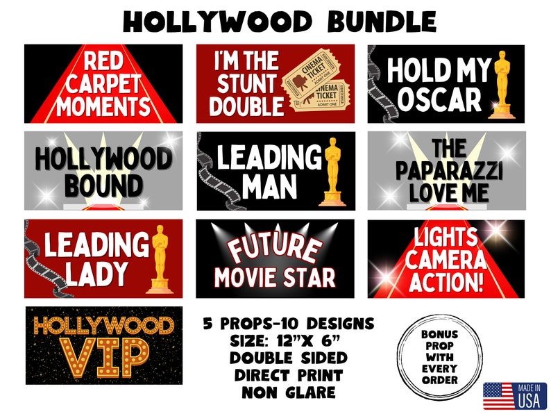 Hollywood Photo Booth Props, Double Sided Party Decorations - Etsy