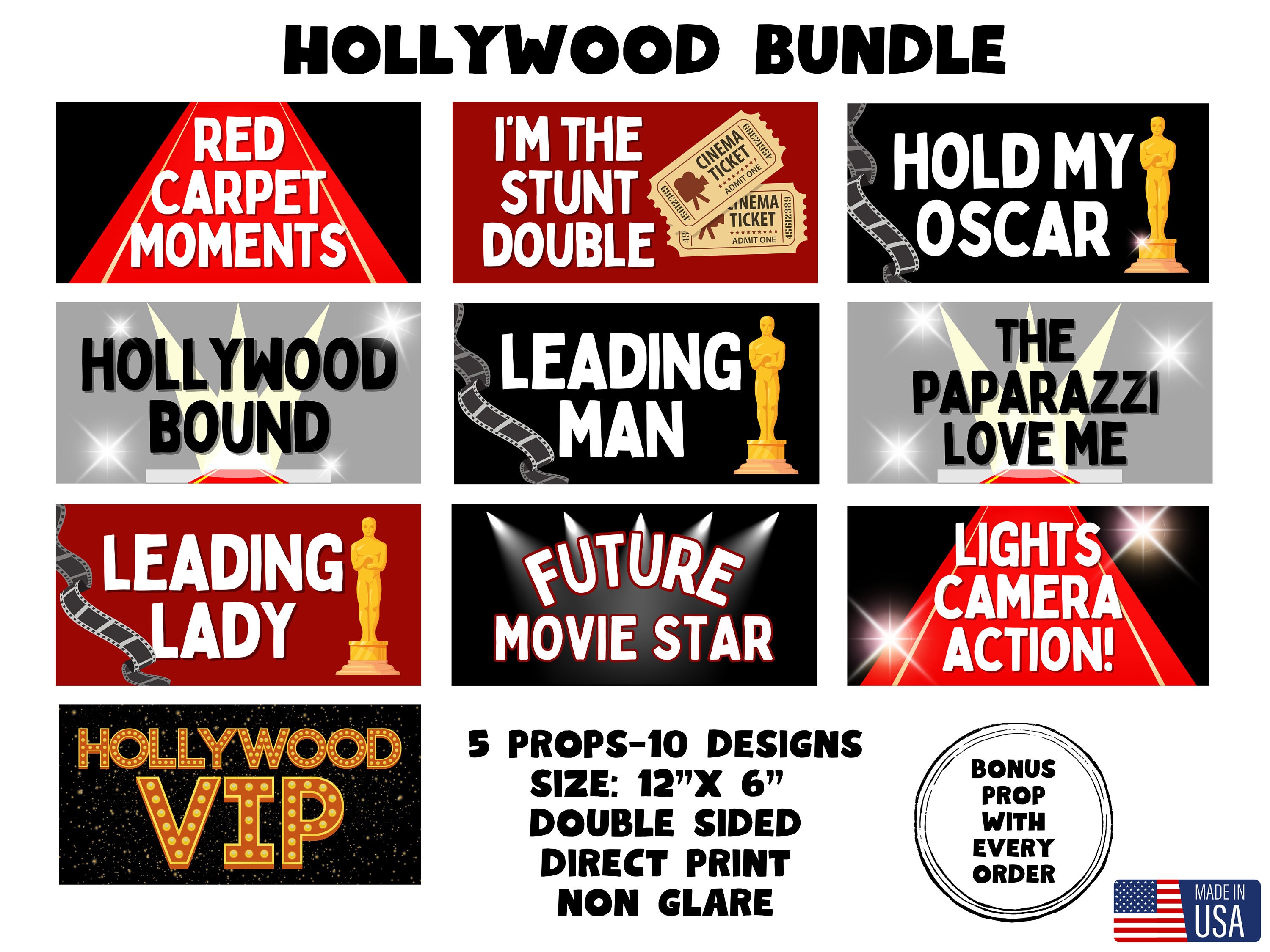 Hollywood Photo Booth Props, Double Sided Party Decorations - Etsy