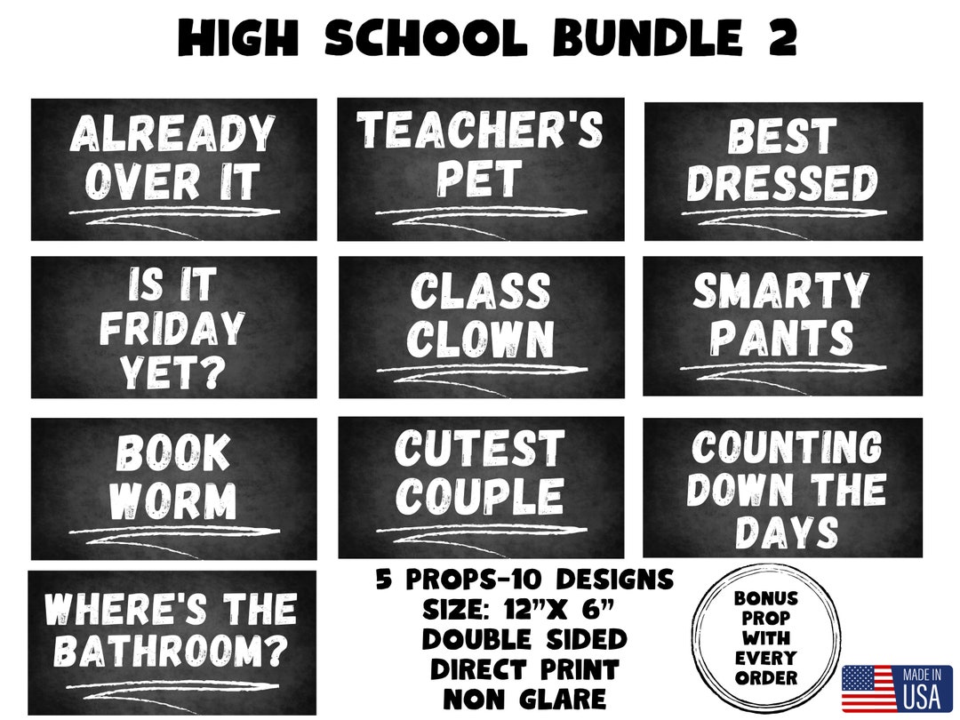High School Photo Booth Props, Double Sided, Party Events - Etsy
