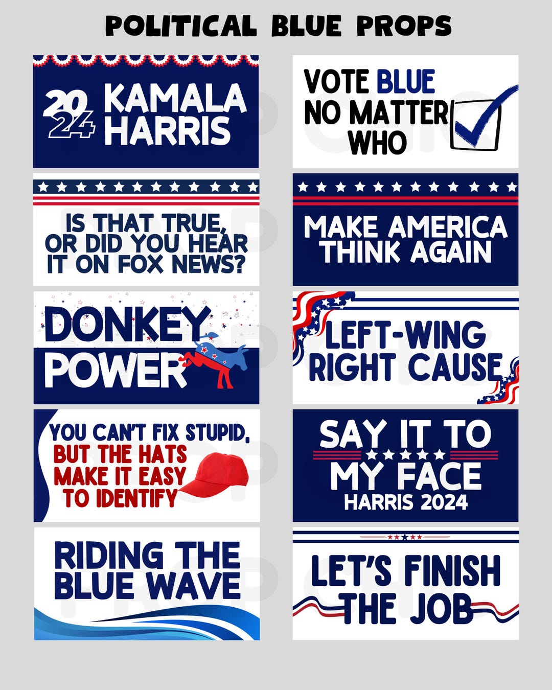 Political Blue Props, Photo Booth Props, 360 Photo Booth Props, Custom ...