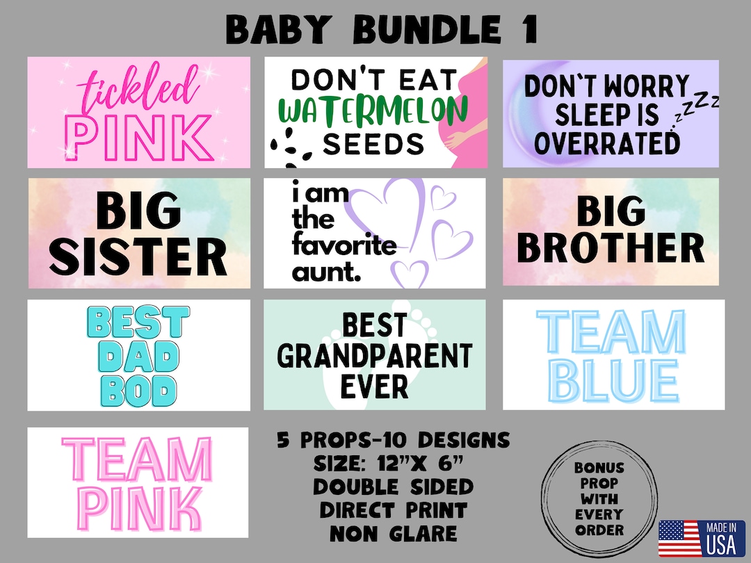 Baby Shower Photo Booth Props, Double Sided, 10 Designs - Etsy