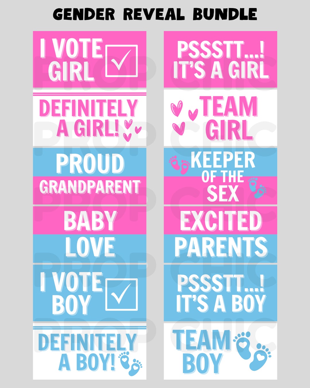 Gender Reveal Bundle, Photo Booth Props, 360 Photo Booth Props, Custom ...