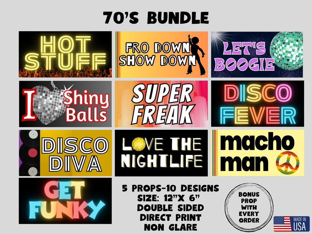 70s Bundle, Photo Booth Props, 360 Photo Booth Props, Photobooth Props ...