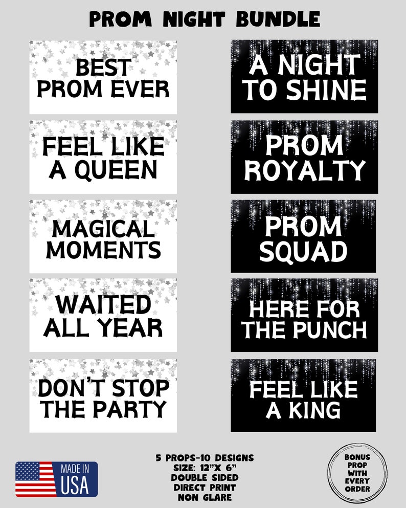 Prom Night Photo Booth Props, Party Events, Double Sided - Etsy