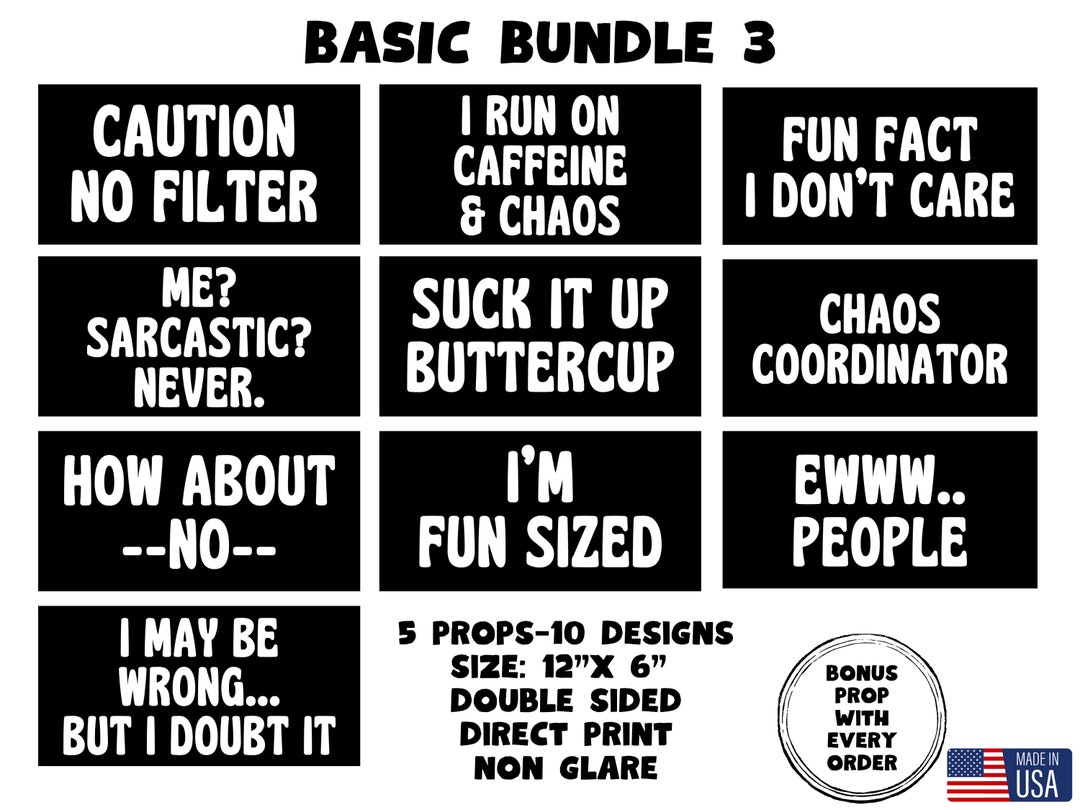 Basic Bundle 3, Photo Booth Props, 360 Photo Booth Props, Custom ...