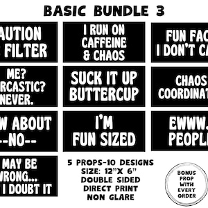 Basic Bundle 3, Photo Booth Props, 360 Photo Booth Props, Custom ...