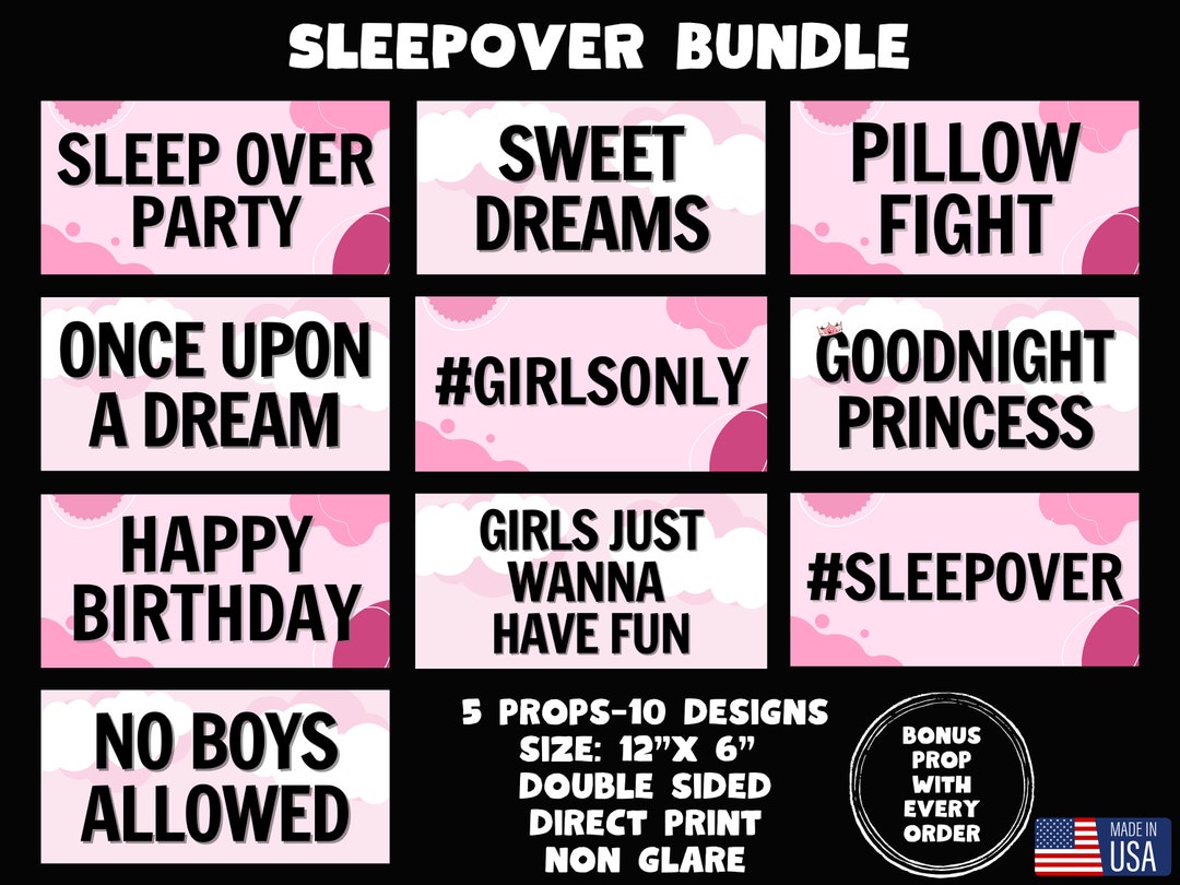 Sleepover Bundle, Photo Booth Props, 360 Photo Booth Props, Custom ...