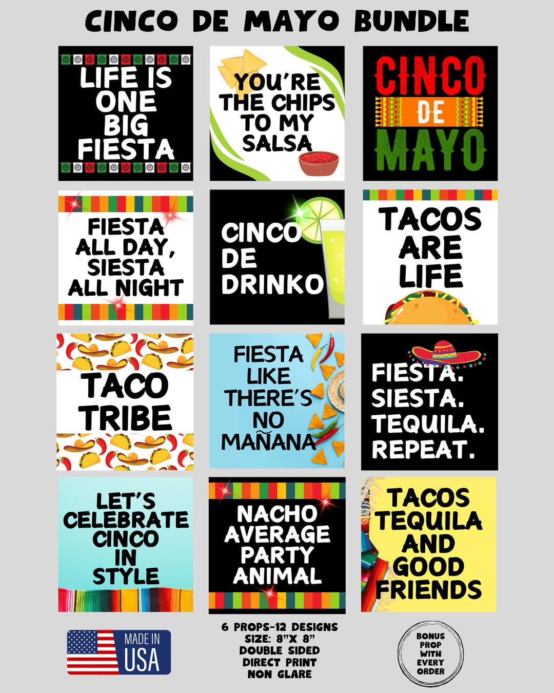 Cinco De Mayo Photo Booth Props, Fiesta Party Decorations - Etsy