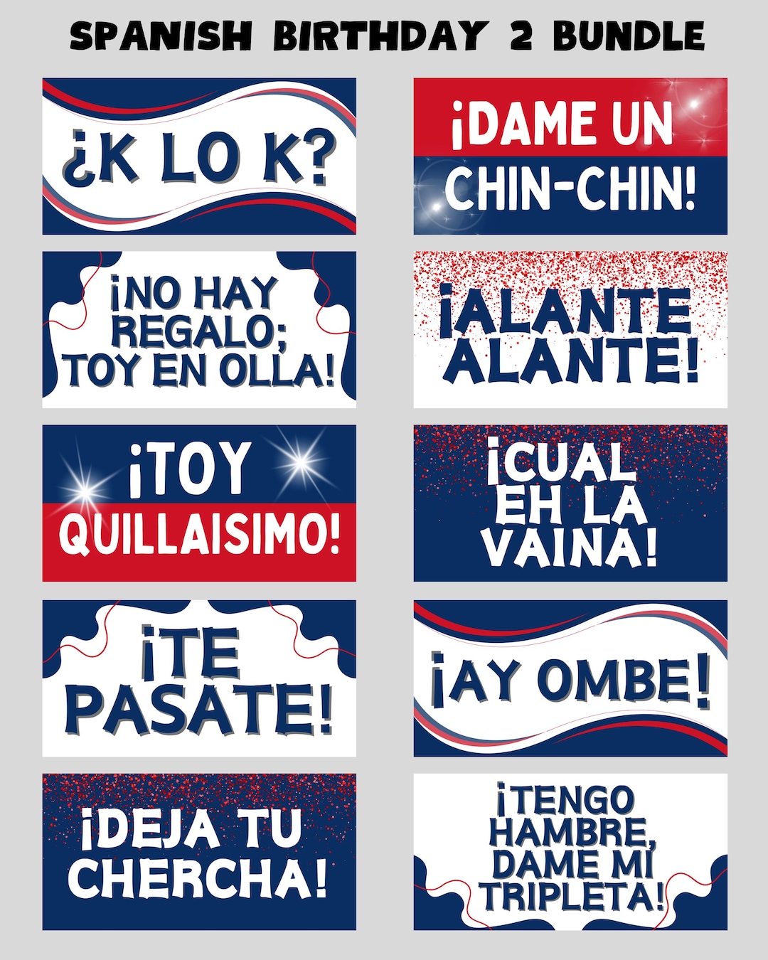 Spanish Birthday Photo Booth Props, Party Events, Double Sided - Etsy