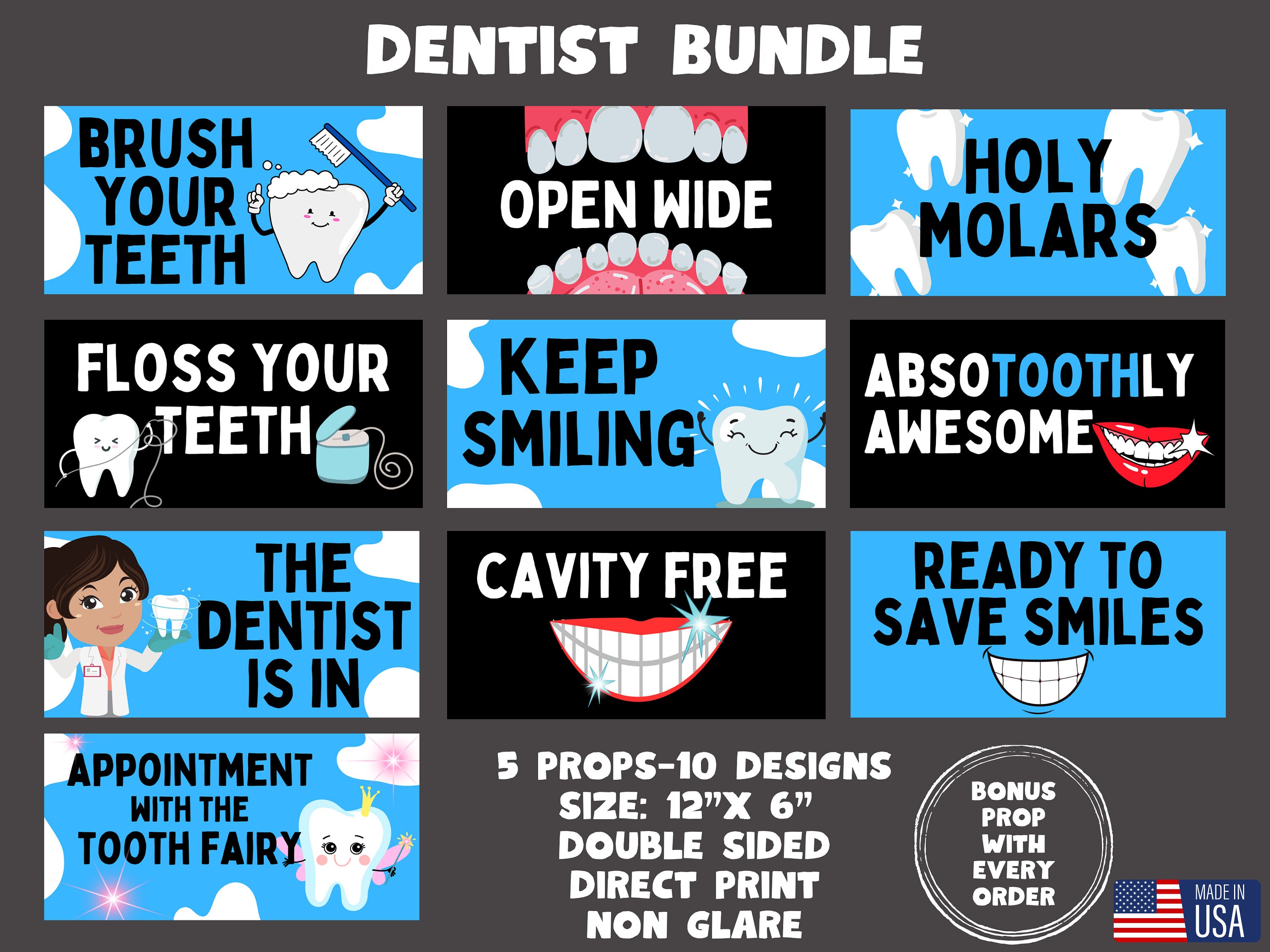 Dentist Photo Booth Props, 10 Designs - Etsy