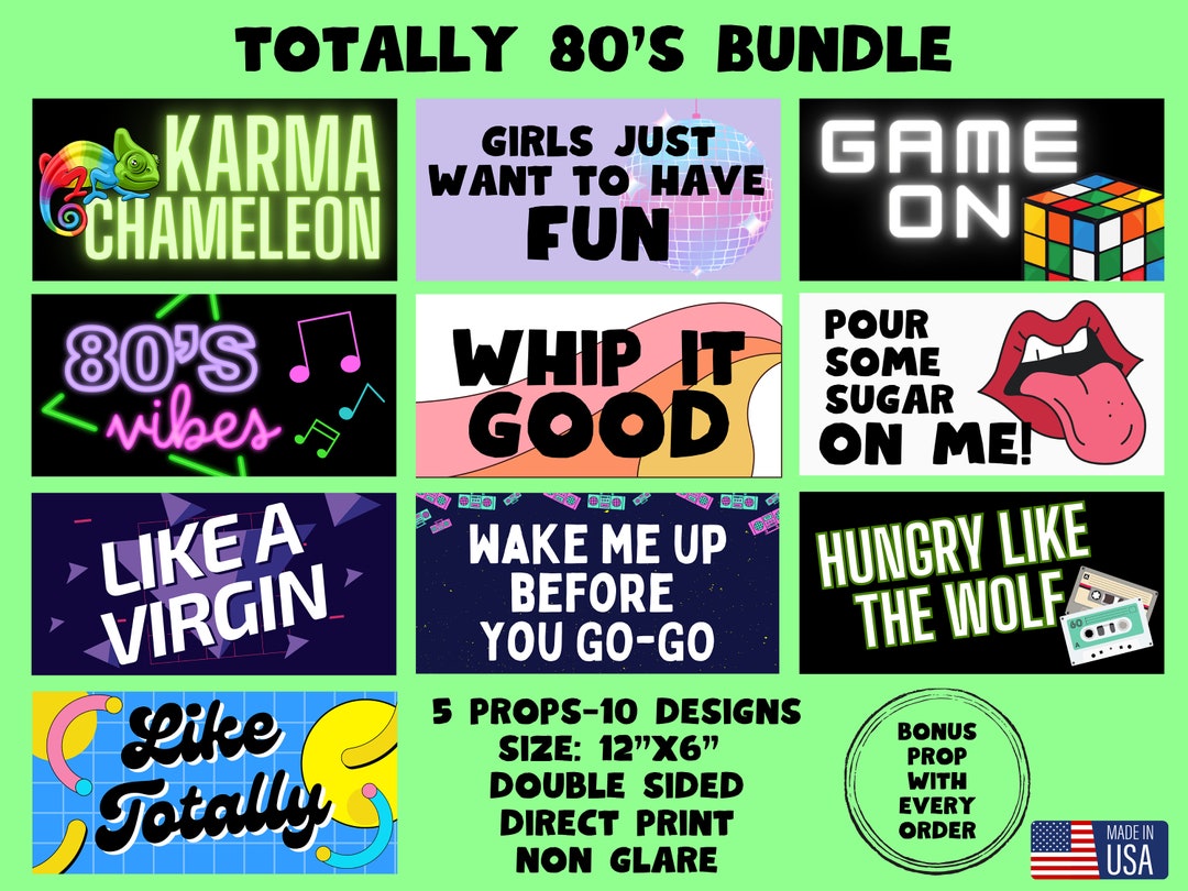 Totally 80's Props, Photo Booth Props, 360 Photo Booth Props, Custom ...