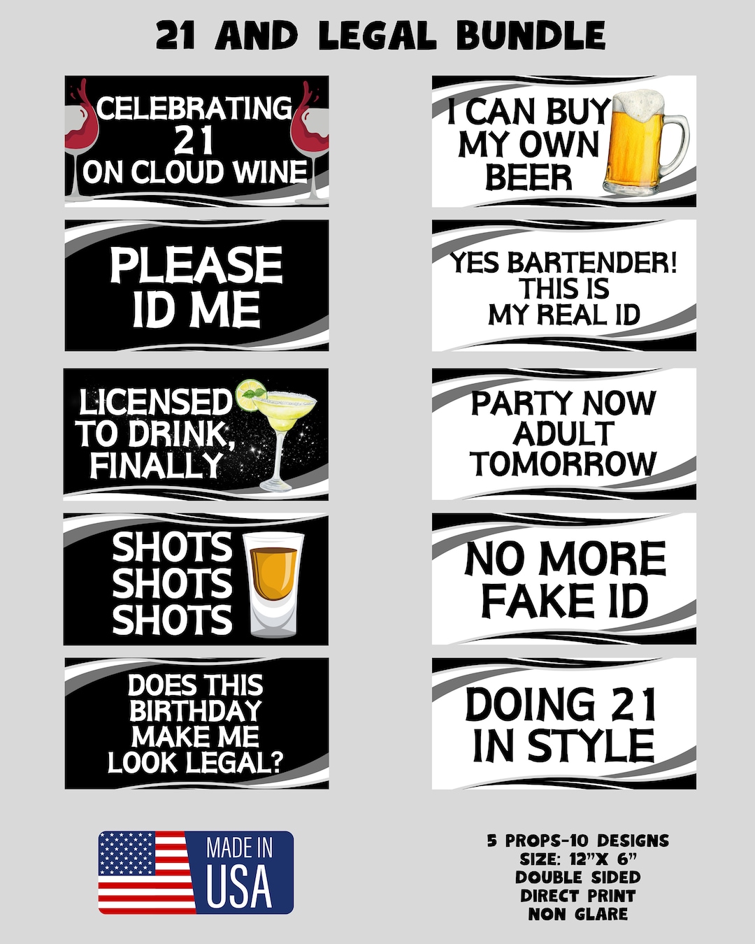 21 and Legal Bundle, Photo Booth Props, 360 Photo Booth Props, Custom ...