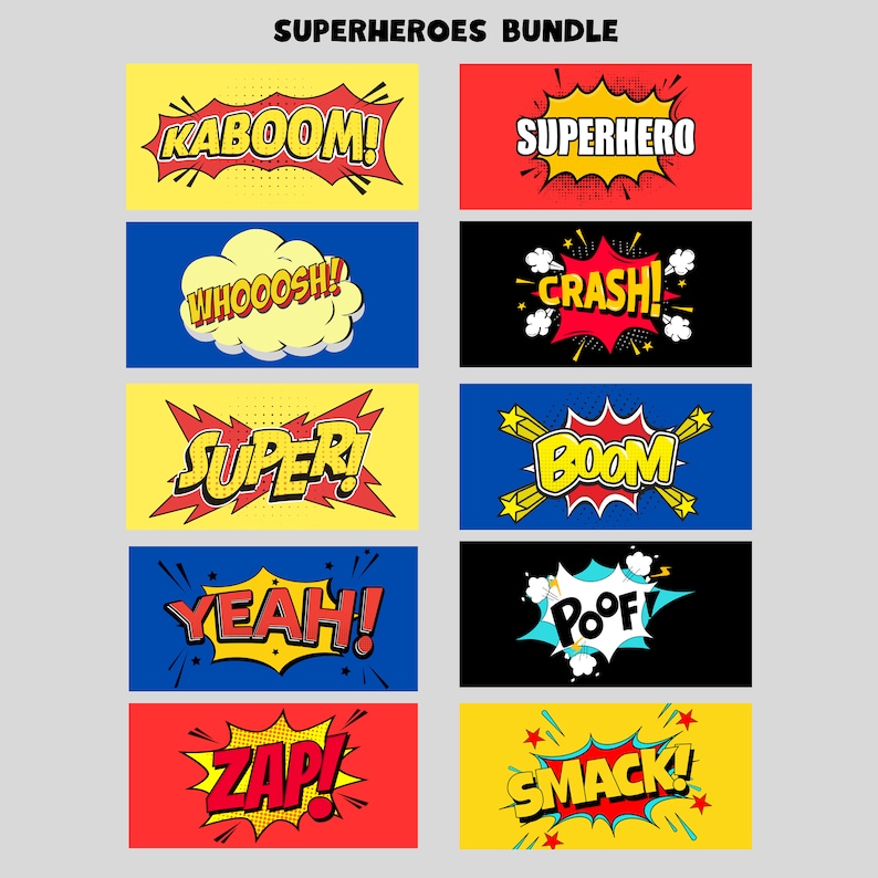Superhero Photo Booth Props, Comic Book Style, Party Events - Etsy