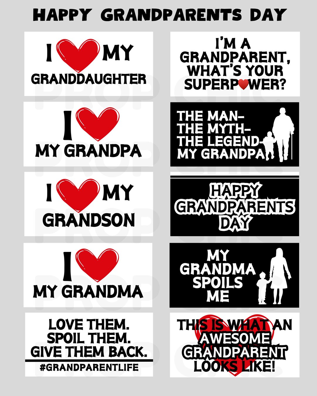 Grandparents Day Photo Booth Props, Double Sided, 5 Signs - Etsy